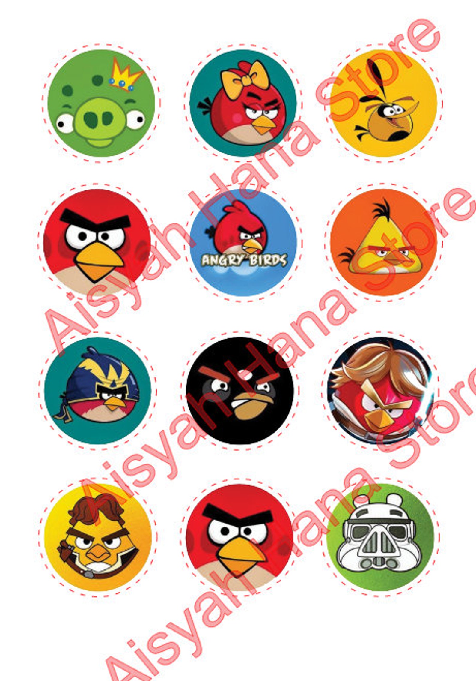 Angry Bird Cake Topper Set 1 Name Topper, 12 Cake Toppers & 12 Cupcake ...