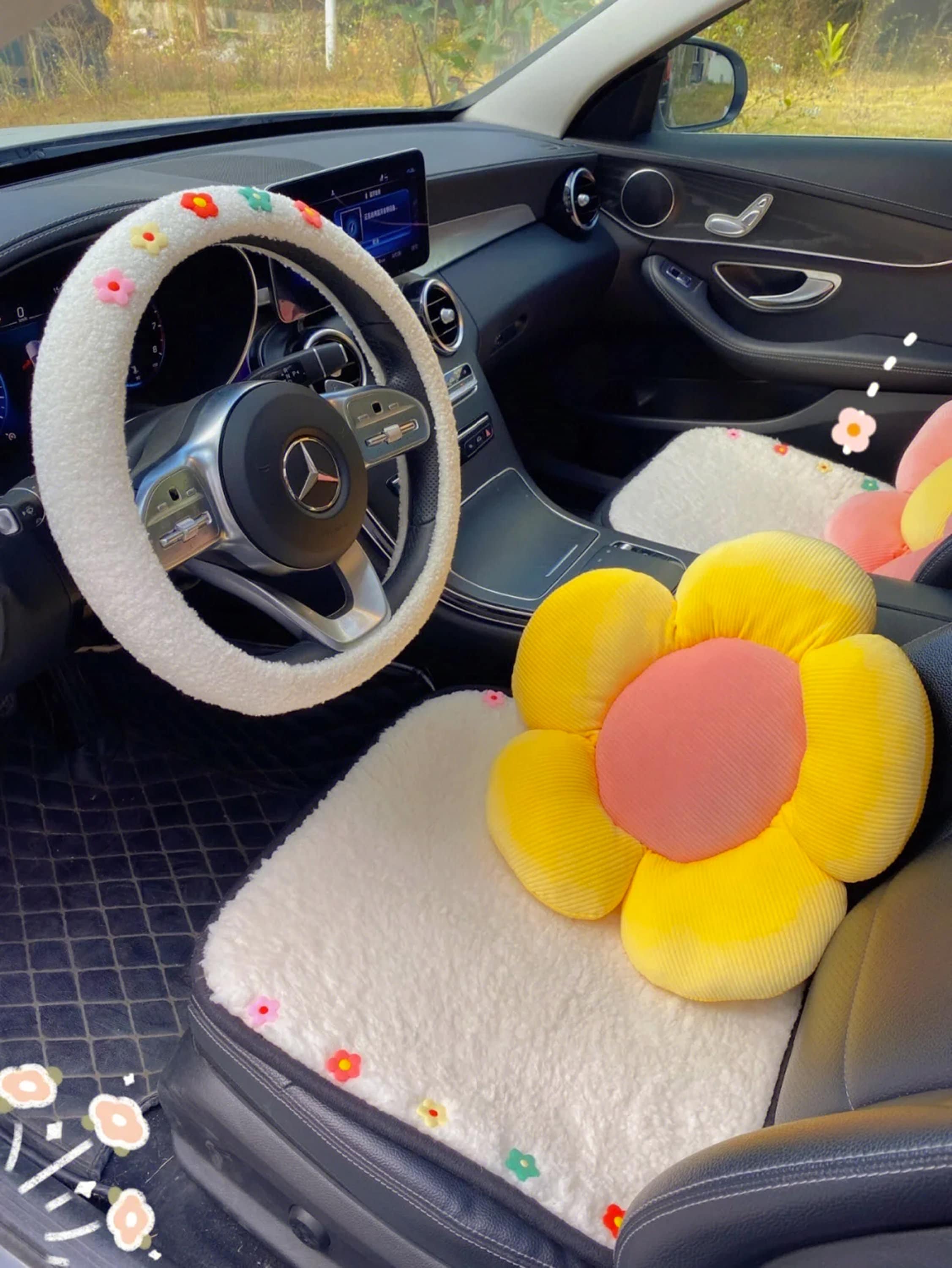 Furry Car Seat Cover,waist Daisy Cushion for Women,flower Seat Covers ...