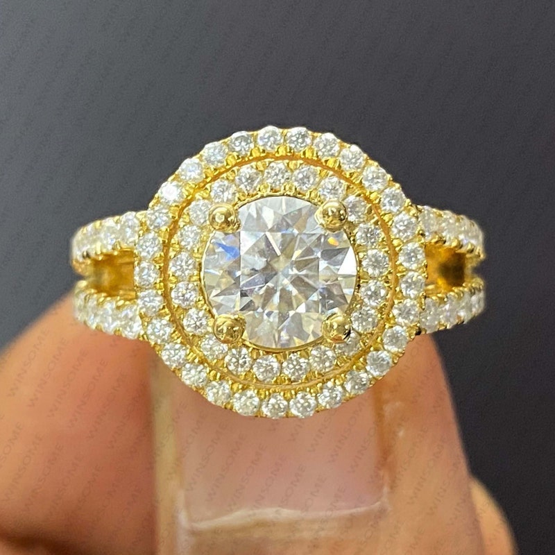 Double Halo Ring - Etsy