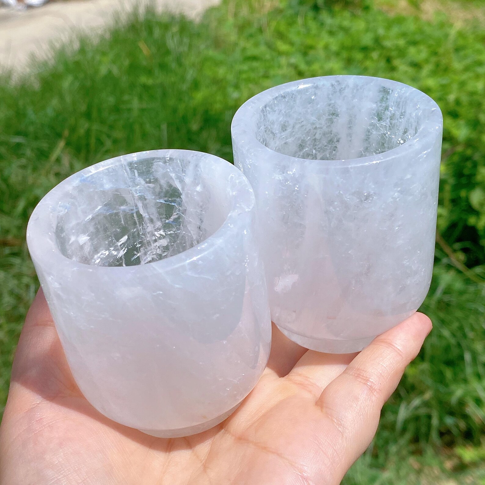Hand Carved Natural Clear Quartz Cup,quartz Crystal Cup,home Decor ...