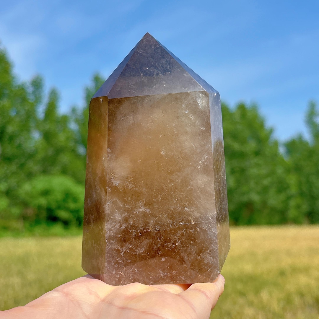 1.9LB Natural Smoky Quartz Tower,quartz Crystal Obelisk,smoky Quartz ...