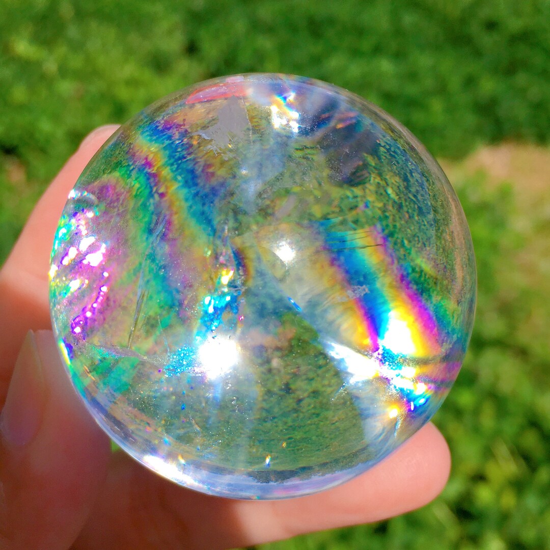 AAAAA Super Flash Rainbow Clear Quartz Sphere,crystal Sphere,rainbow ...