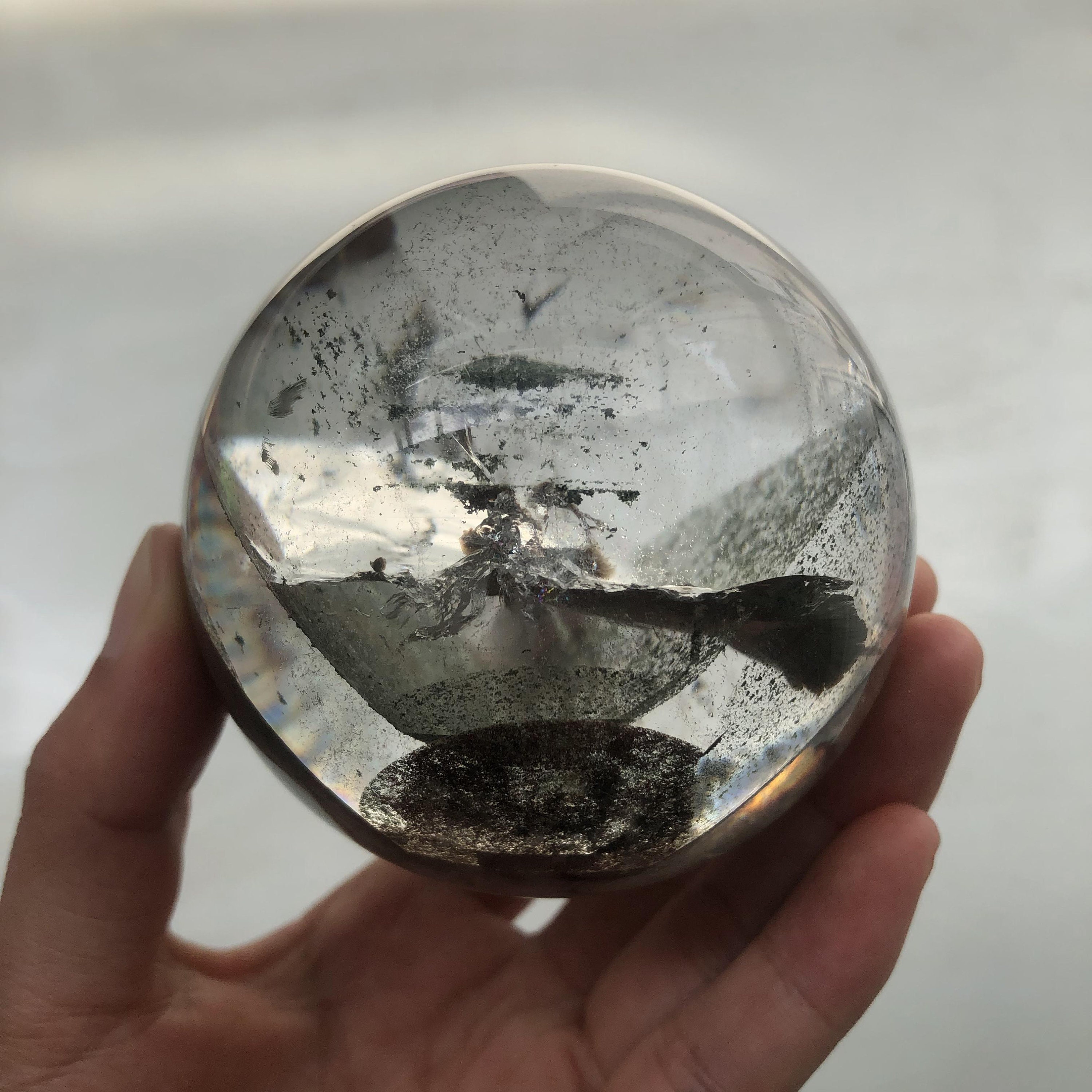 1.38LB Garden Quartz Sphere,ghost Quartz Sphere,inclusion Quartz ...