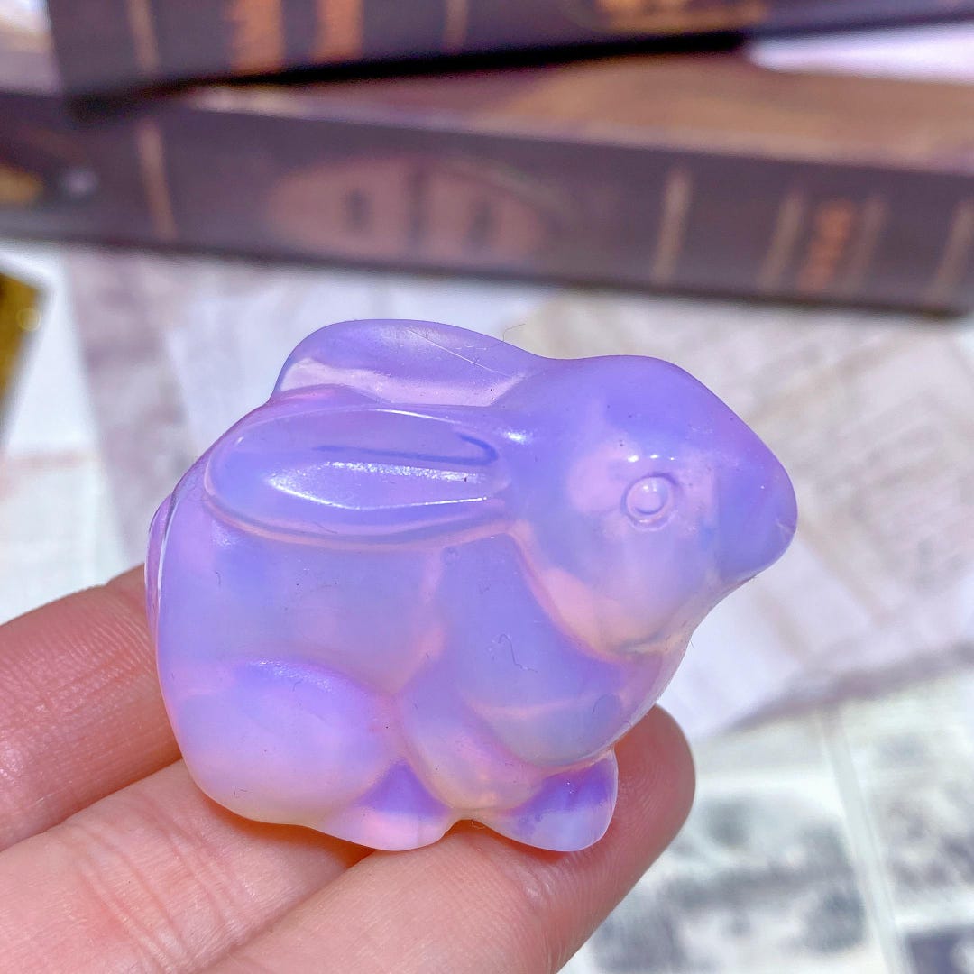 Pink Opalite Rabbit,hand Carved Opalite Rabbit,crystal Rabbit,reiki ...