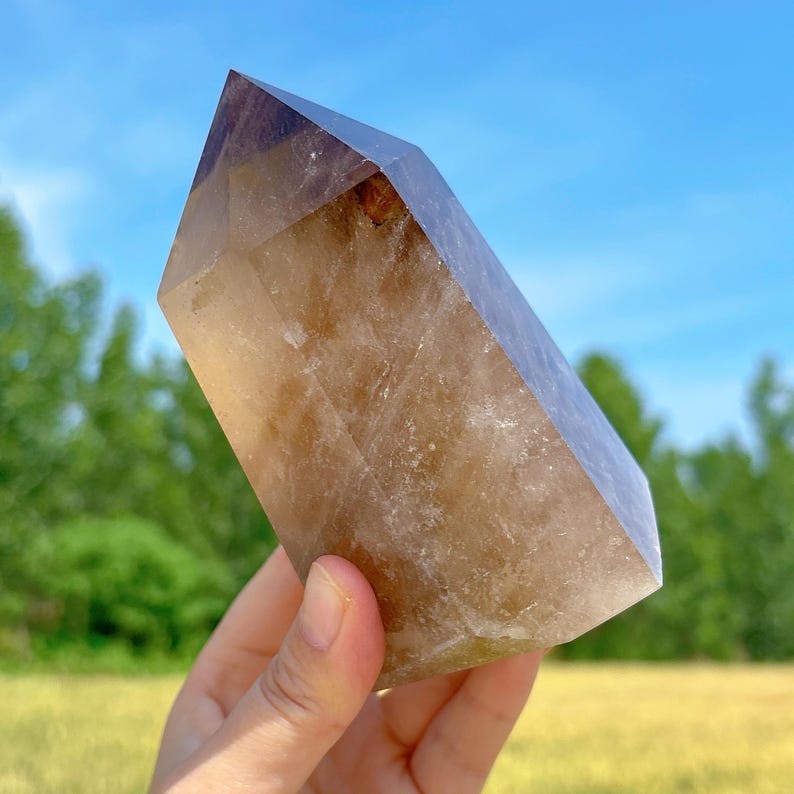 1.9LB Natural Smoky Quartz Tower,quartz Crystal Obelisk,smoky Quartz ...