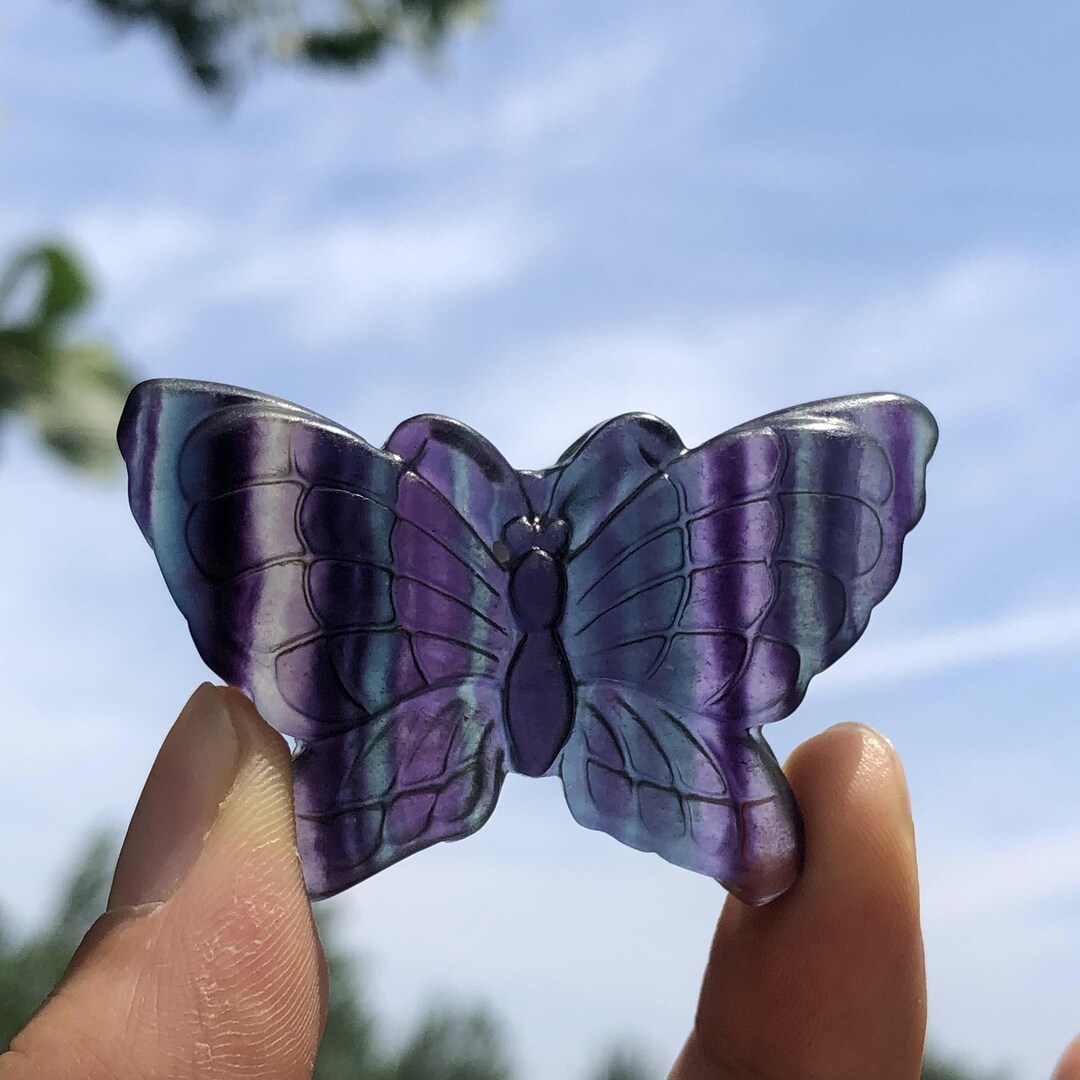 1pc Natural Rainbow Fluorite Butterfly,rainbow Fluorite Carving,quartz ...