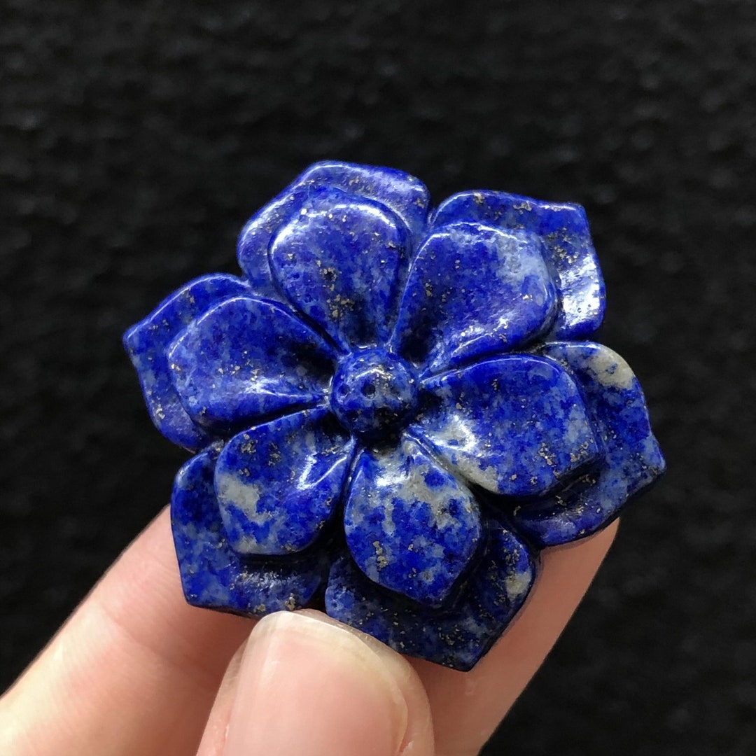 35mm+ Natural Lapis Lazuli Flower,hand Carved Flower,lapis Lazuli ...