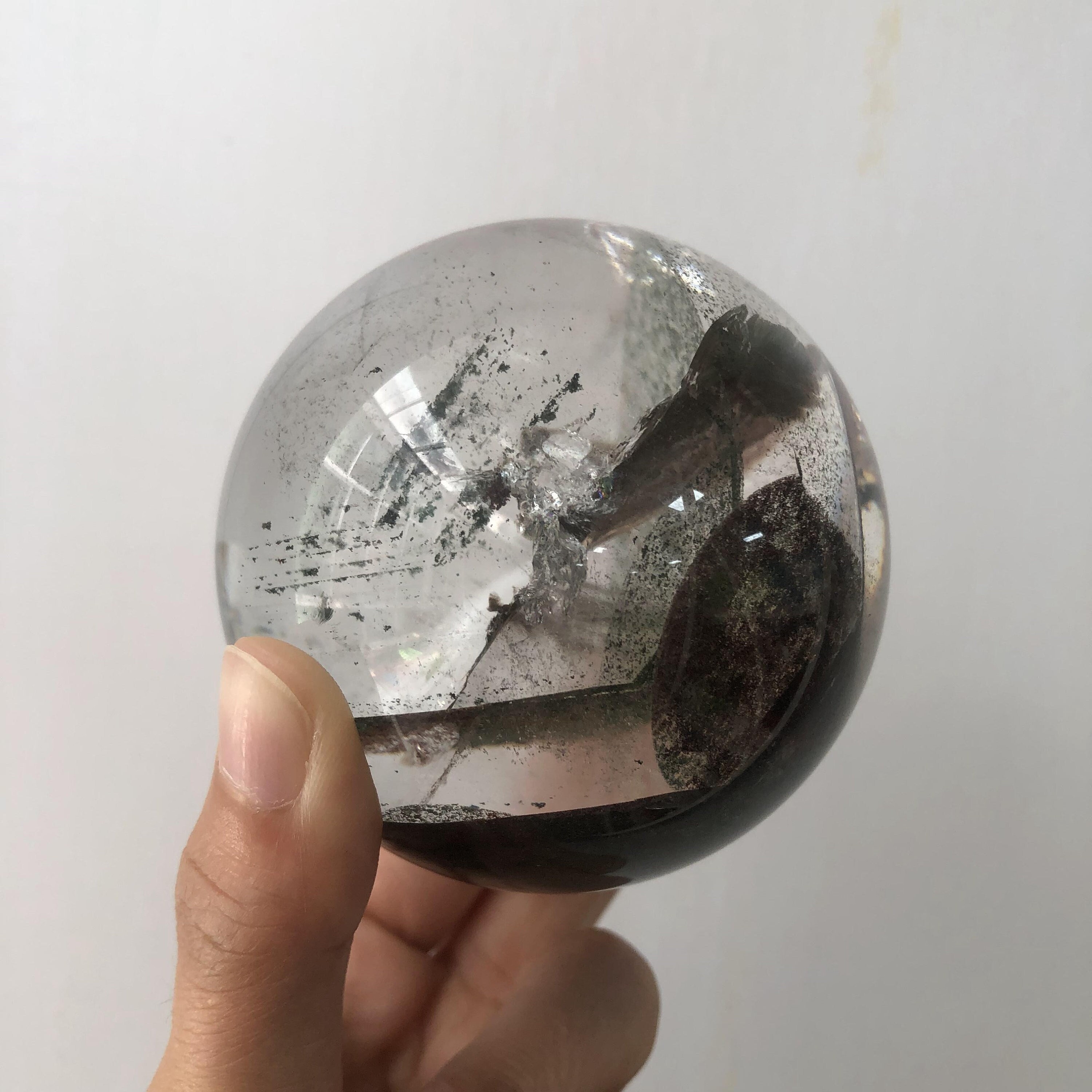 1.38LB Garden Quartz Sphere,ghost Quartz Sphere,inclusion Quartz ...