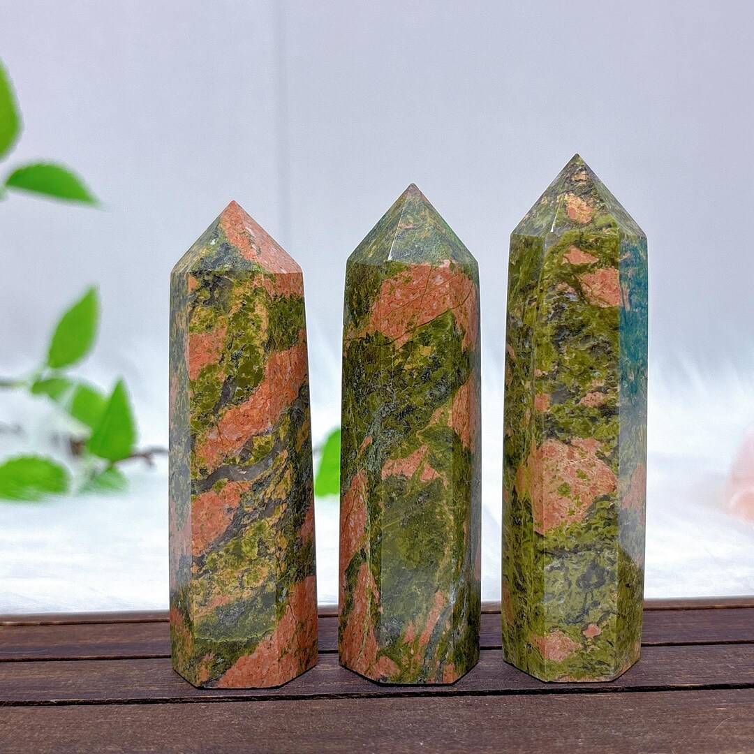 Natural Unakite Tower Point Wand,unakite Obelisk,quartz Crystal Tower ...