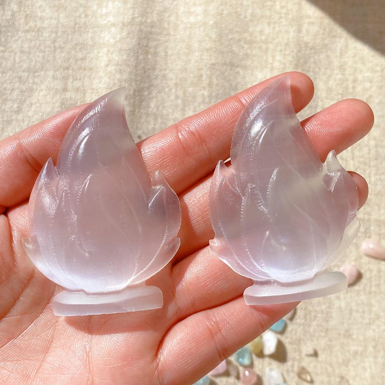 1pc Natural Selenite Flame,quartz Crystal Flame,satin Spar Flame,energy ...