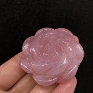 1PC Natural Rose Quartz Flower,hand Carved Flower, Rose Quartz Carving ...