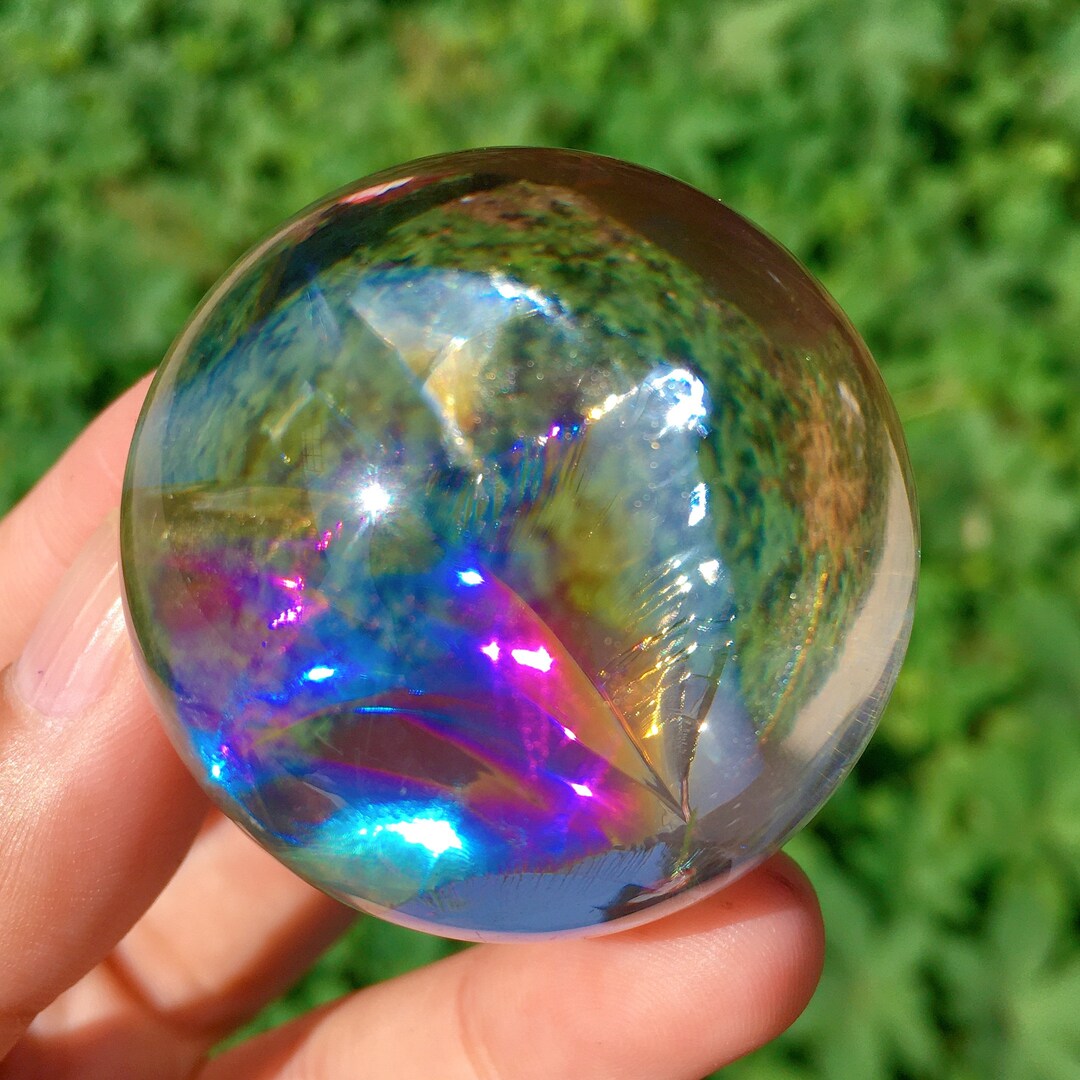 AAAAA+ Super Flash Rainbow Clear Quartz Sphere,crystal Sphere,rainbow ...