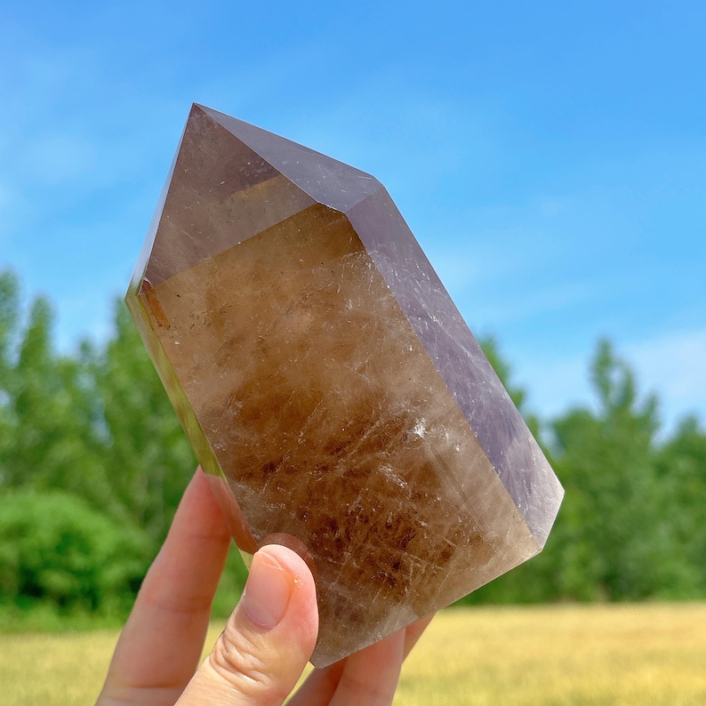 1.9LB Natural Smoky Quartz Tower,quartz Crystal Obelisk,smoky Quartz ...