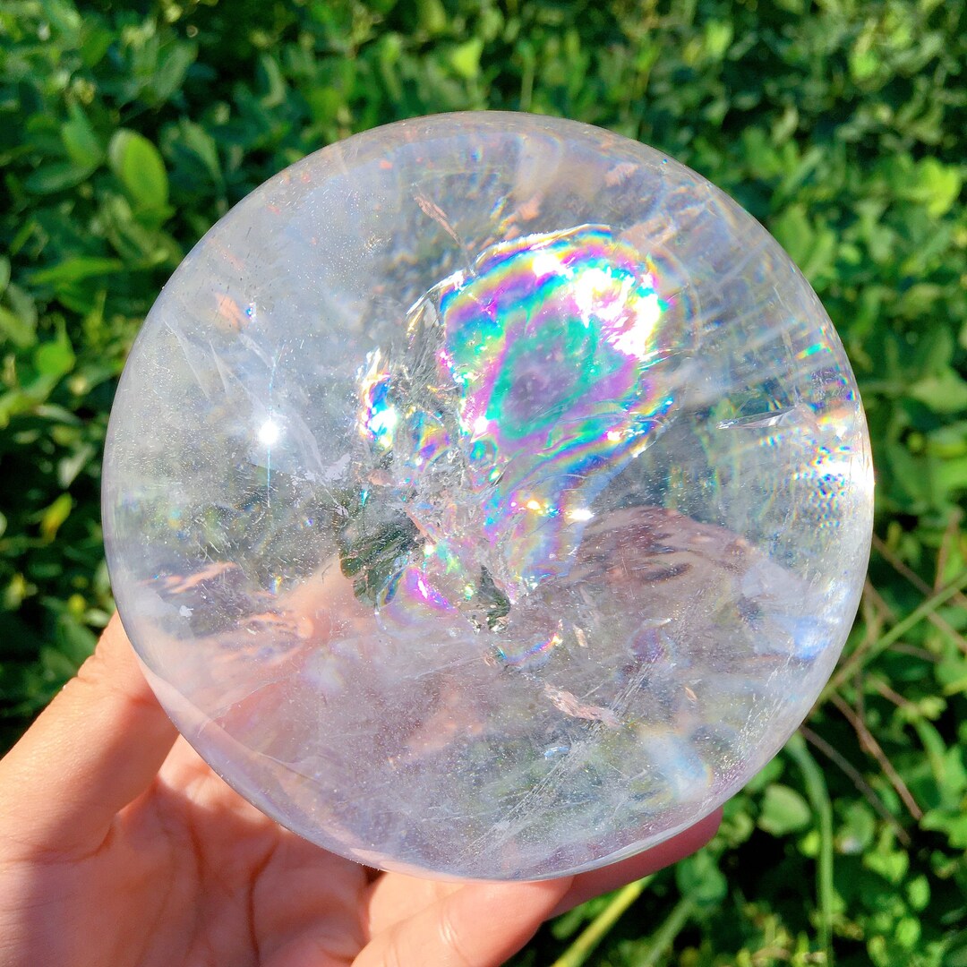 107mm Natural Rainbow Clear Quartz Sphere,crystal Sphere,rainbow Sphere ...