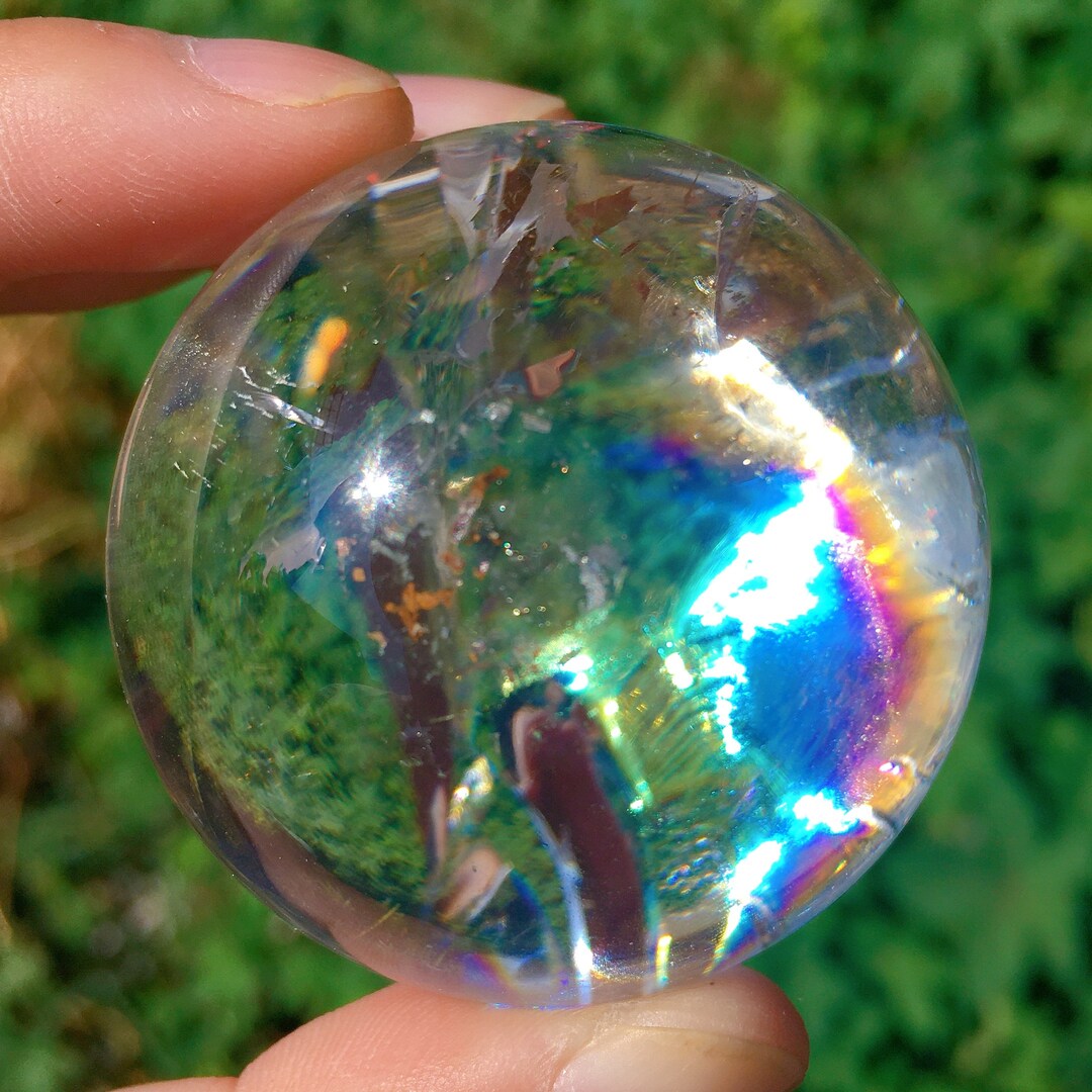 AAAAA Super Flash Rainbow Clear Quartz Sphere,crystal Sphere,rainbow ...