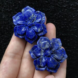 35mm Natural Lapis Lazuli Flower,hand Carved Flower,lapis Lazuli ...