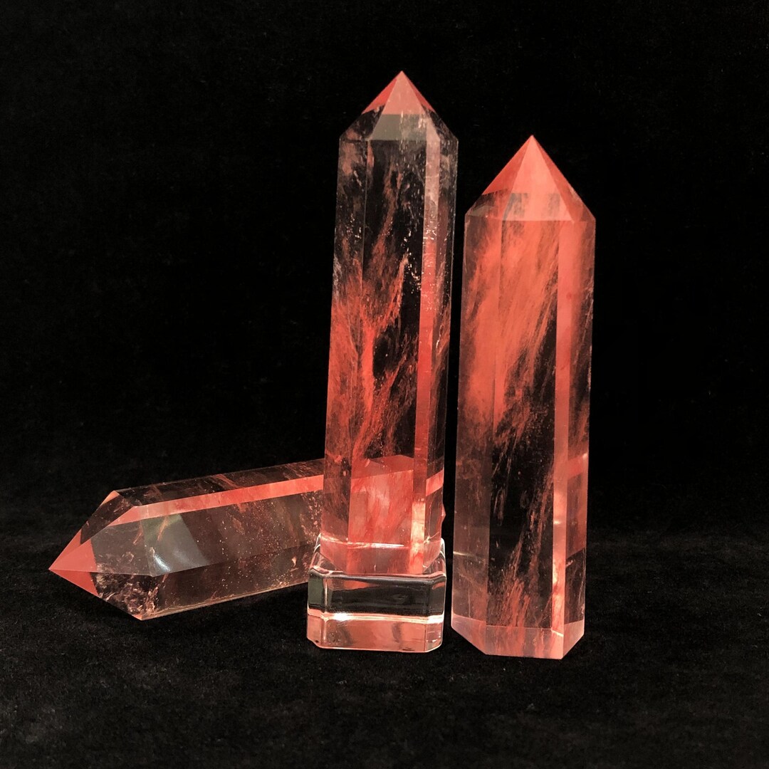 Red Smelting Stone Quartz Crystal Obelisk,crystal Wand Point,crystal ...
