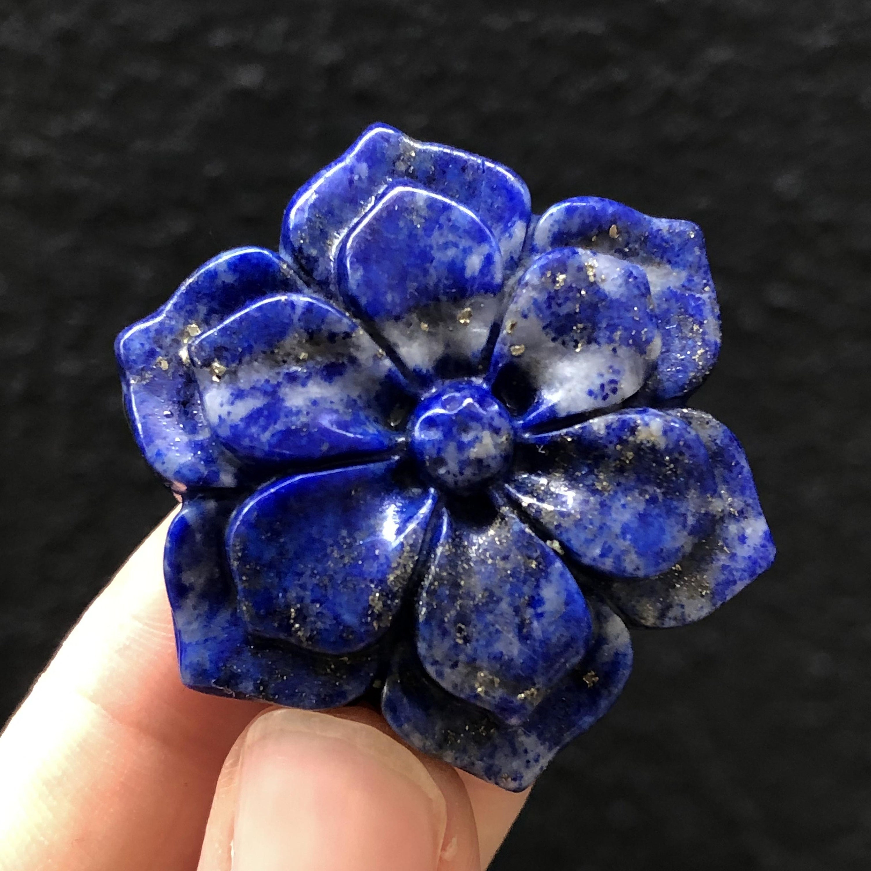 35mm Natural Lapis Lazuli Flower,hand Carved Flower,lapis Lazuli ...
