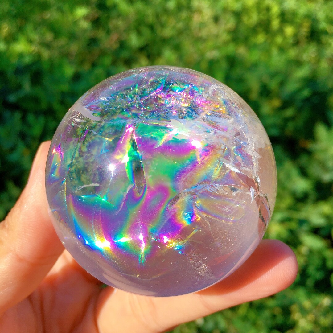 AAAAA+ Super Flash Rainbow Clear Quartz Sphere,crystal Sphere,rainbow ...