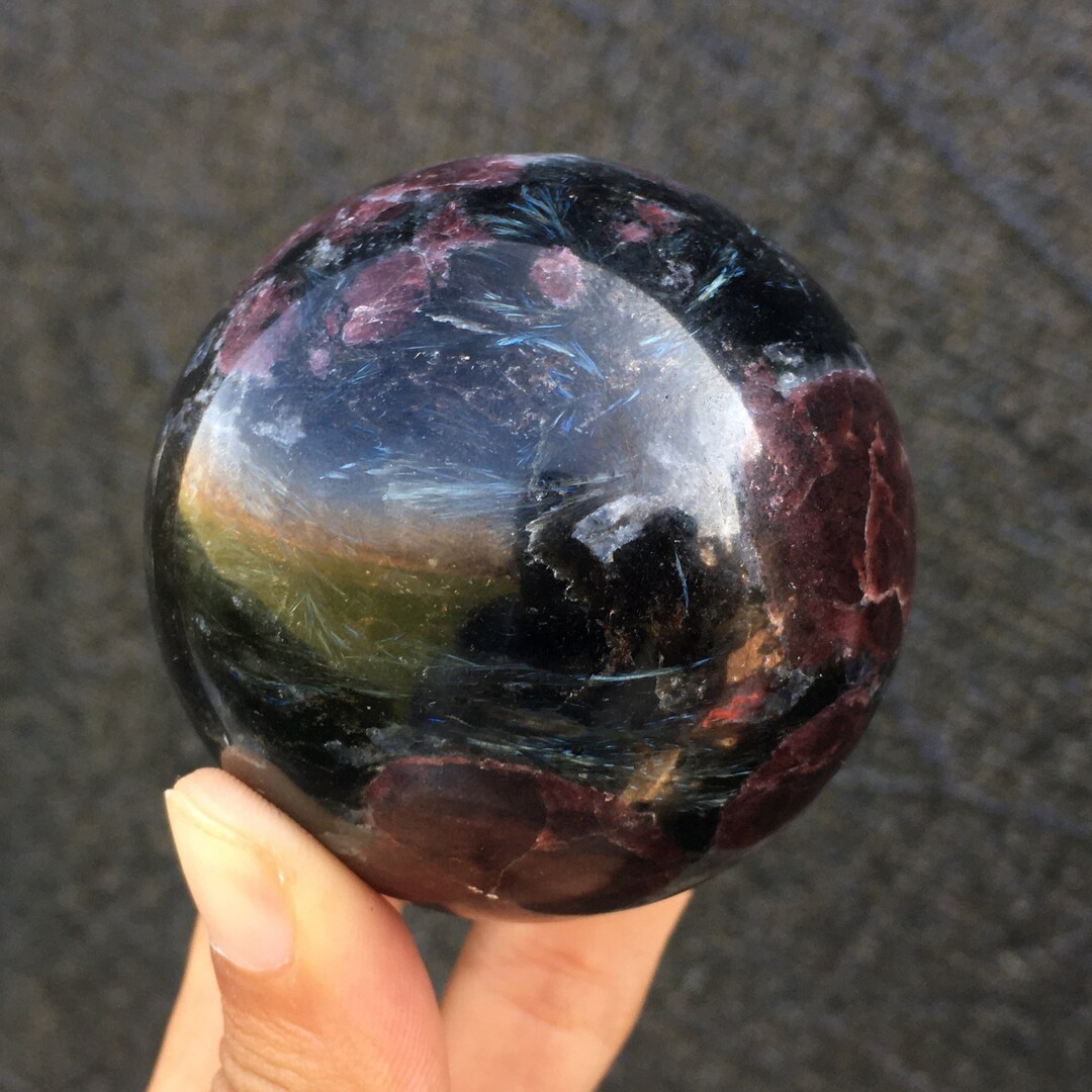 1pc 50mm+ Natural Garnet Astrophyllite Ball,quartz Crystal Sphere,home ...