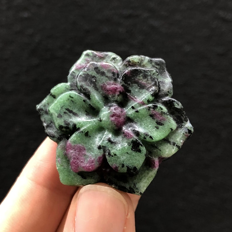 35mm Natural Ruby Zoisite Flowerhand Carved Flower Ruby - Etsy