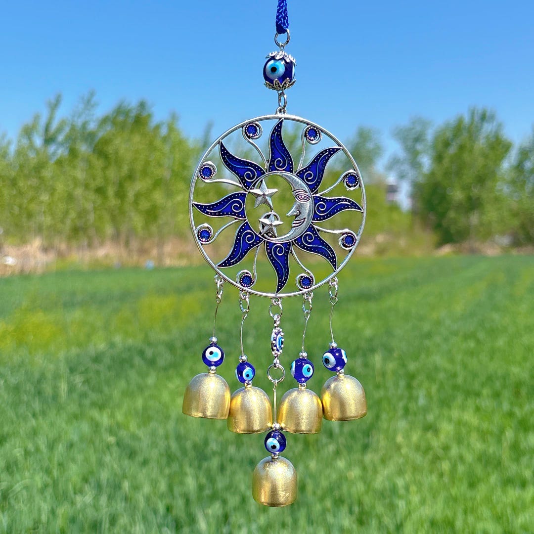 Sun and Moon Evil Eye Hanging Decoration,eye of the Devil Wind Chime ...