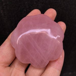 1PC Natural Rose Quartz Flower,hand Carved Flower, Rose Quartz Carving ...