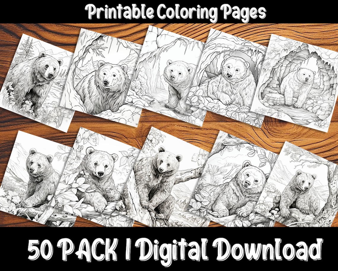 Adorable Bear Coloring Pages: Fun and Relaxing Activity for Kids and ...