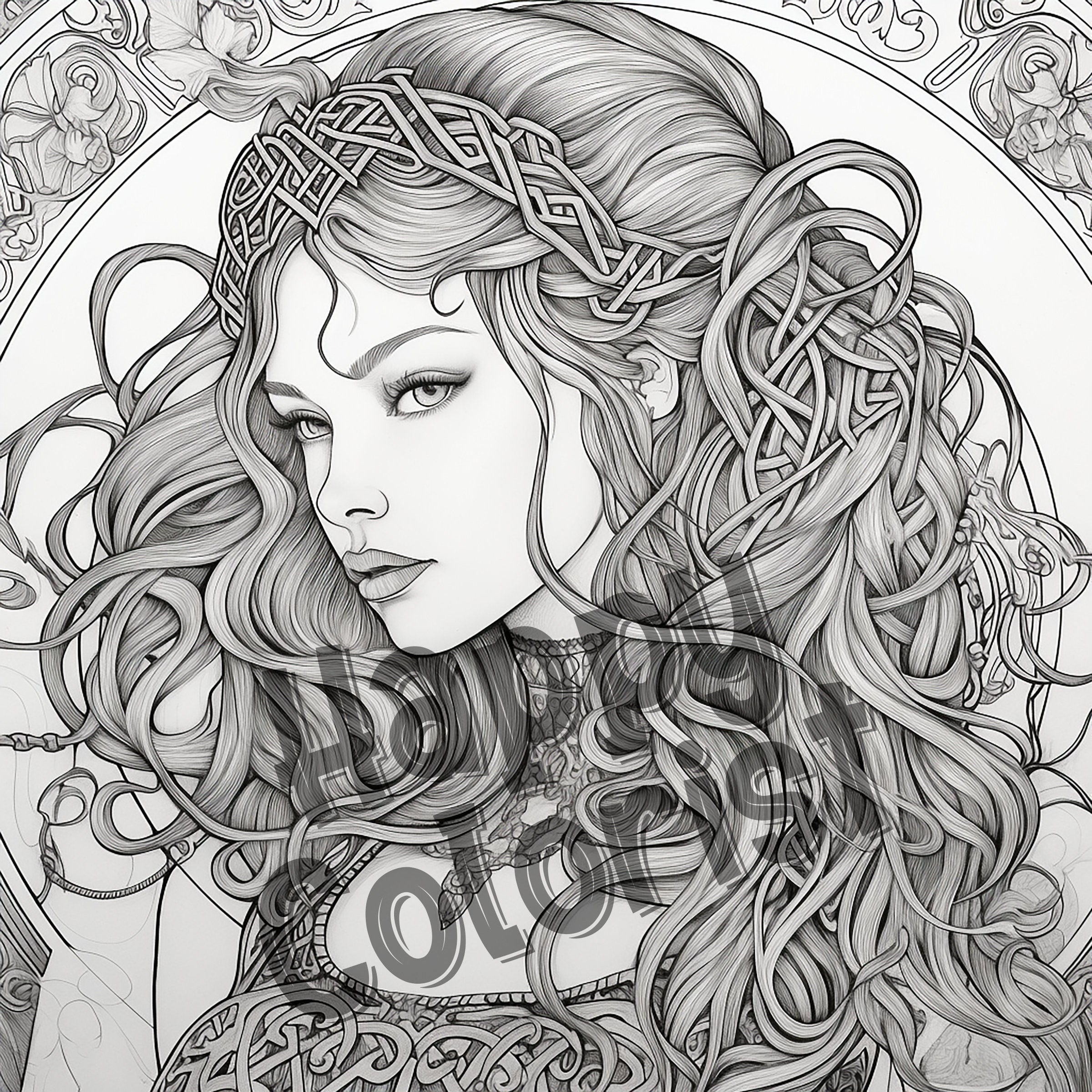 Celtic Maidens Coloring Pages: Engaging and Relaxing Activity for All ...