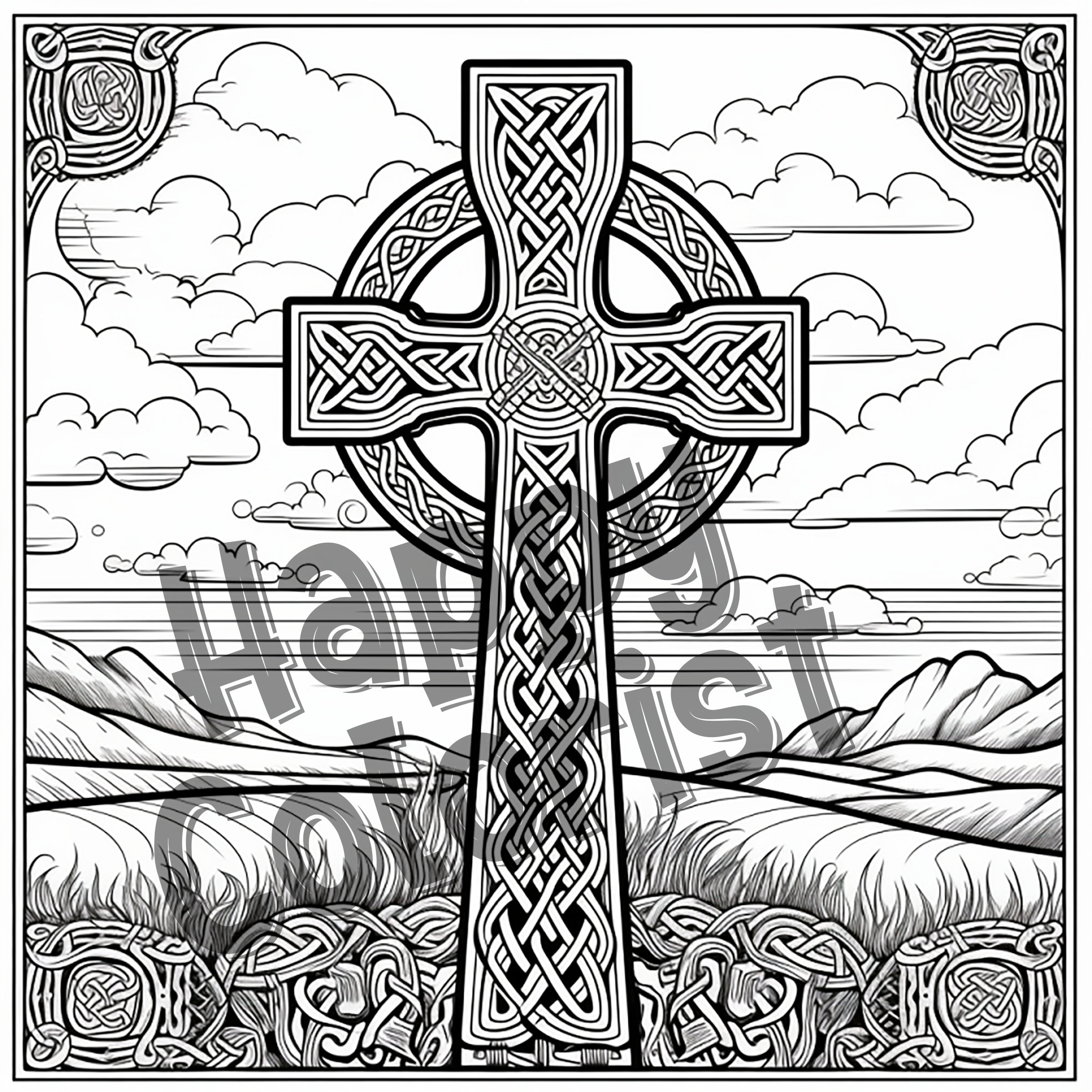 Celtic Cross Coloring Pages: Engaging and Relaxing Activity for All ...