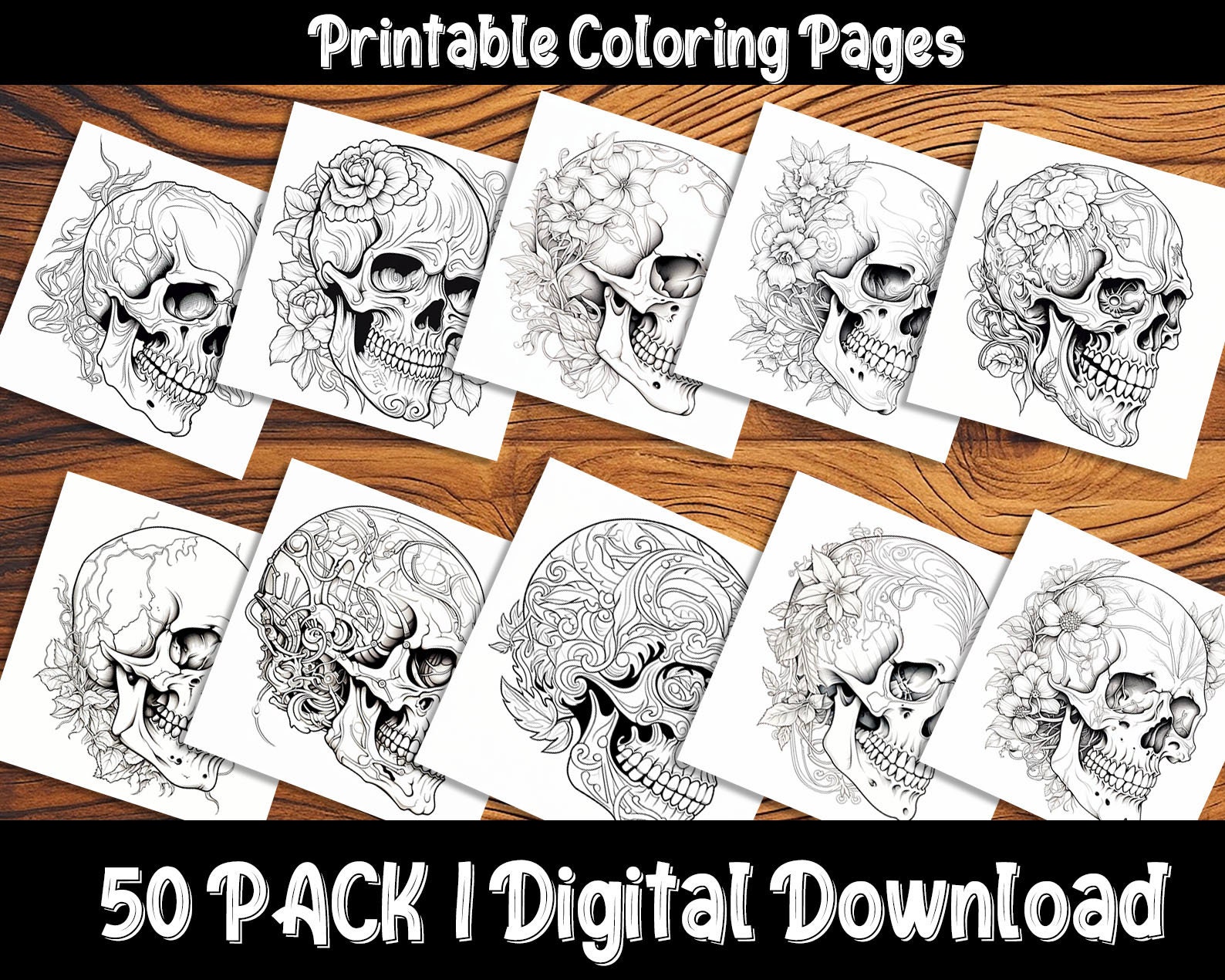 Spooky yet Fun: Skull Coloring Pages for Relaxation and Creativity ...