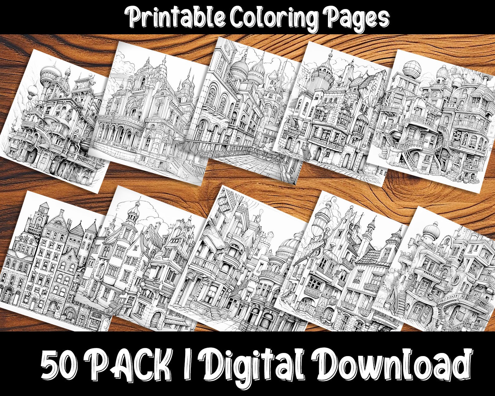 Architectural Buildings Coloring Pages: Engaging and Relaxing Activity ...