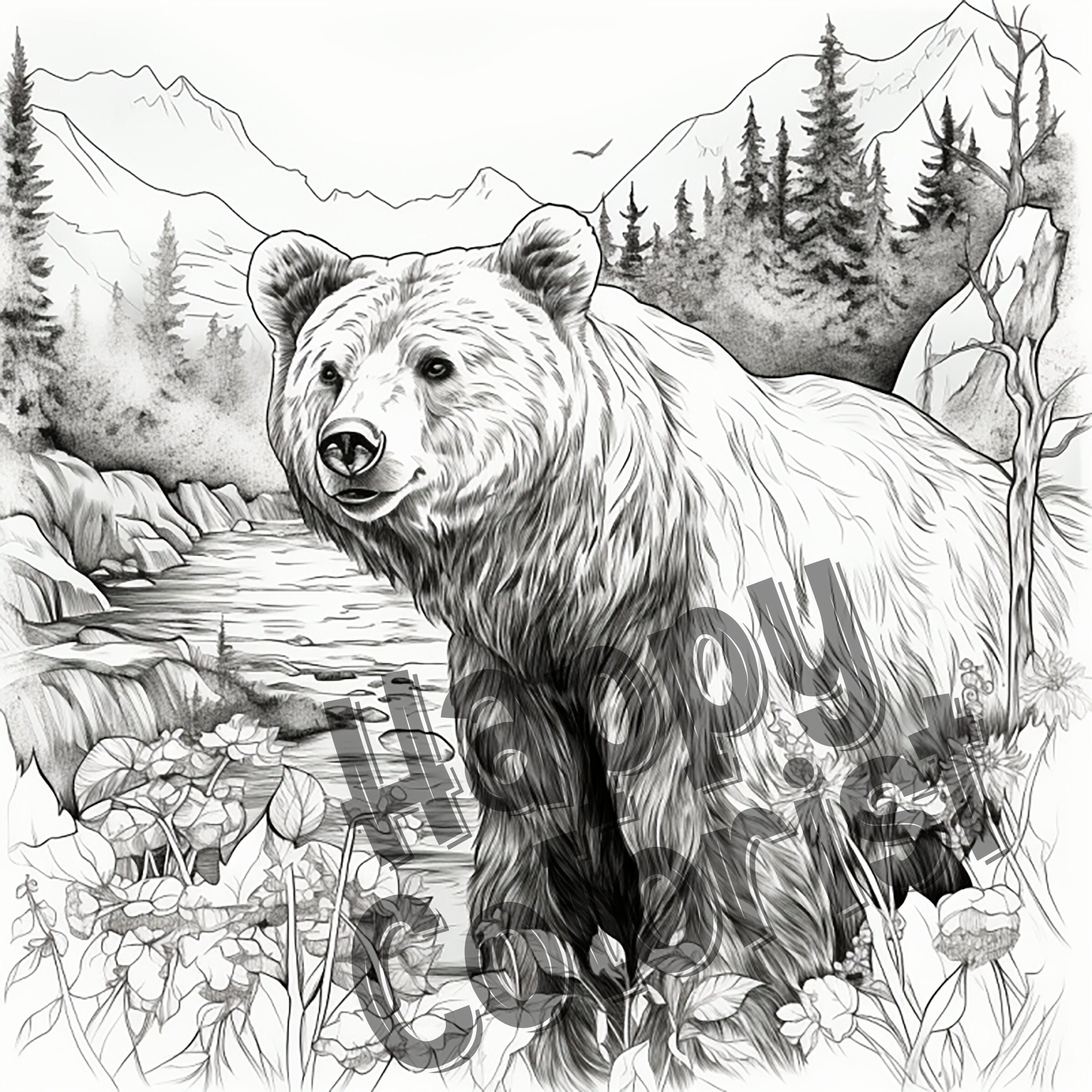Adorable Bear Coloring Pages: Fun and Relaxing Activity for Kids and ...