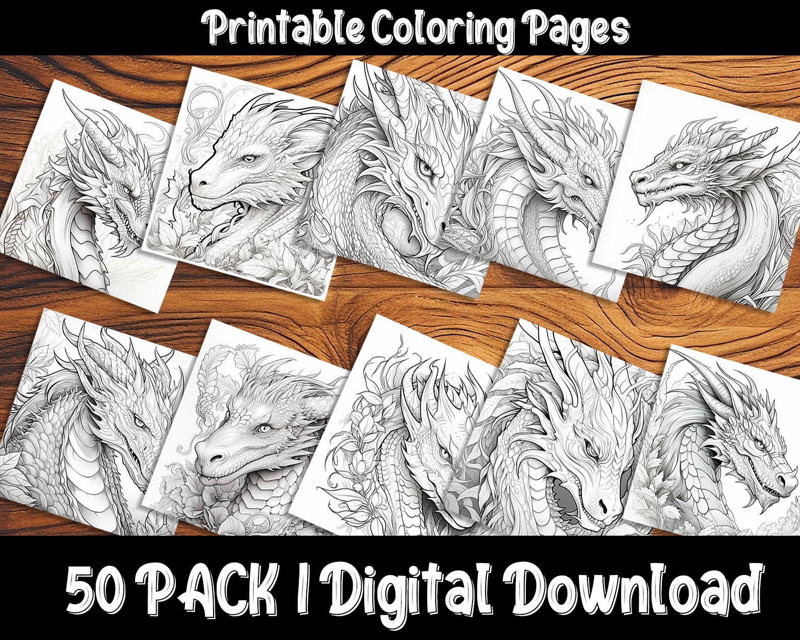 Magical Dragon Coloring Pages: Journey Into a Fantasy World of - Etsy ...