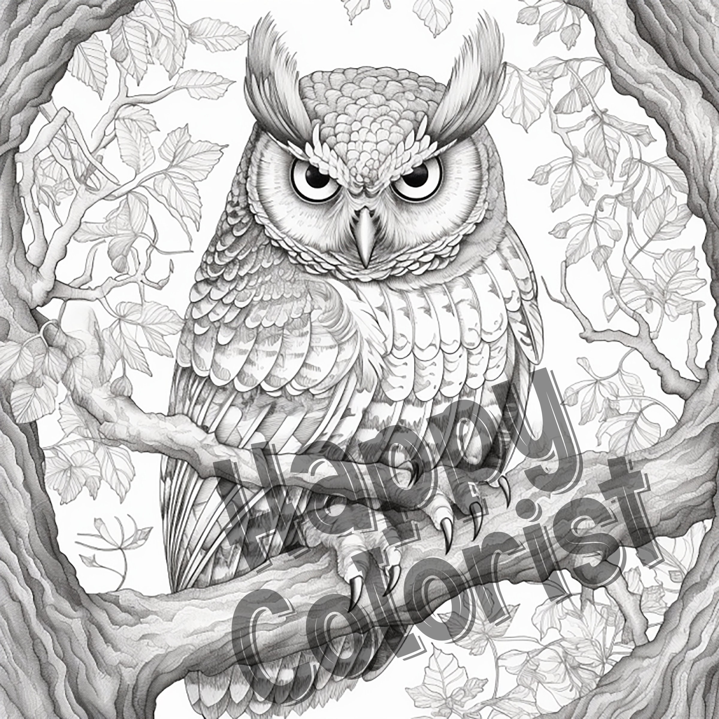 Owl Wonderland Coloring Pages - 50 Pack of Fun & Complex Owl Coloring ...