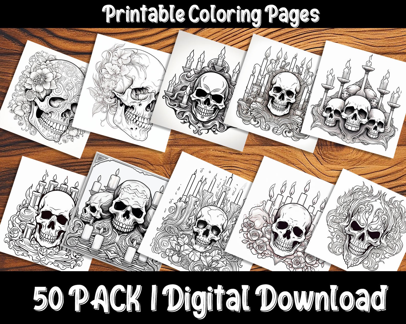 Spooky yet Fun: Skull Coloring Pages for Relaxation and Creativity ...