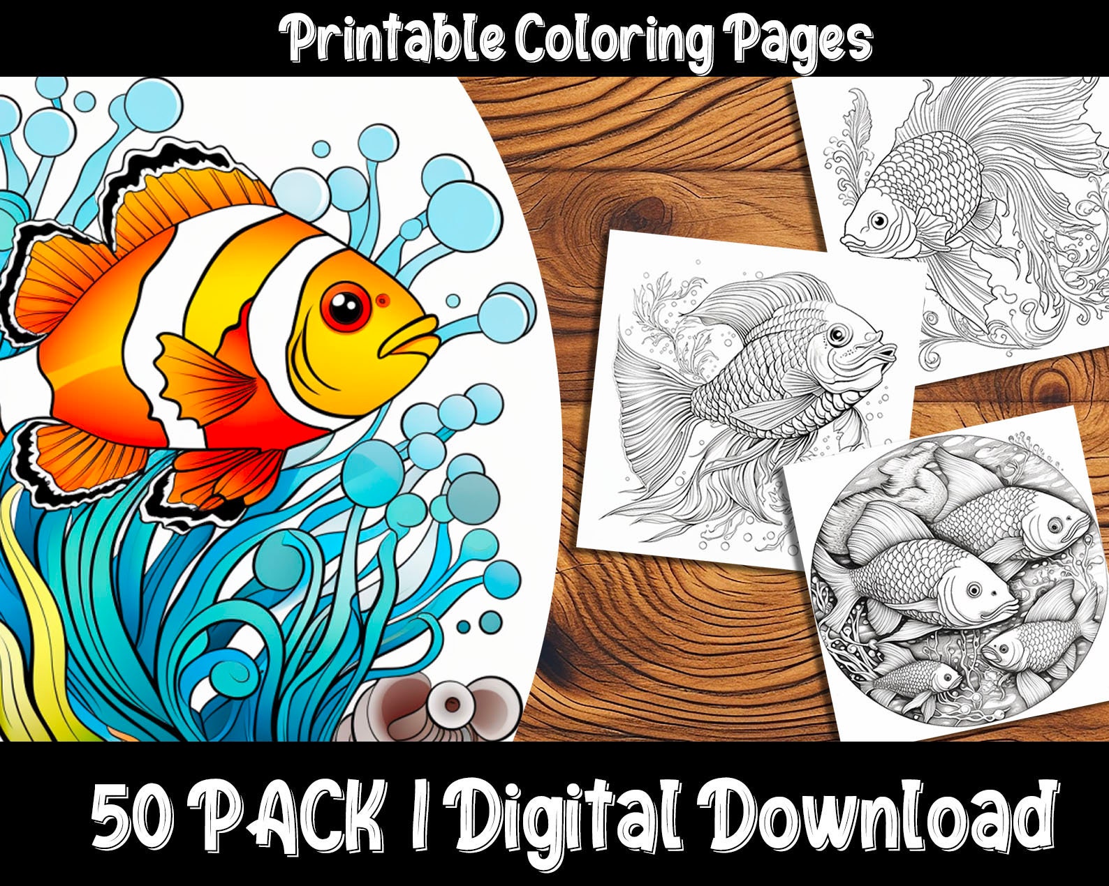Underwater Adventure: Detailed Fish Coloring Pages for Relaxation and ...
