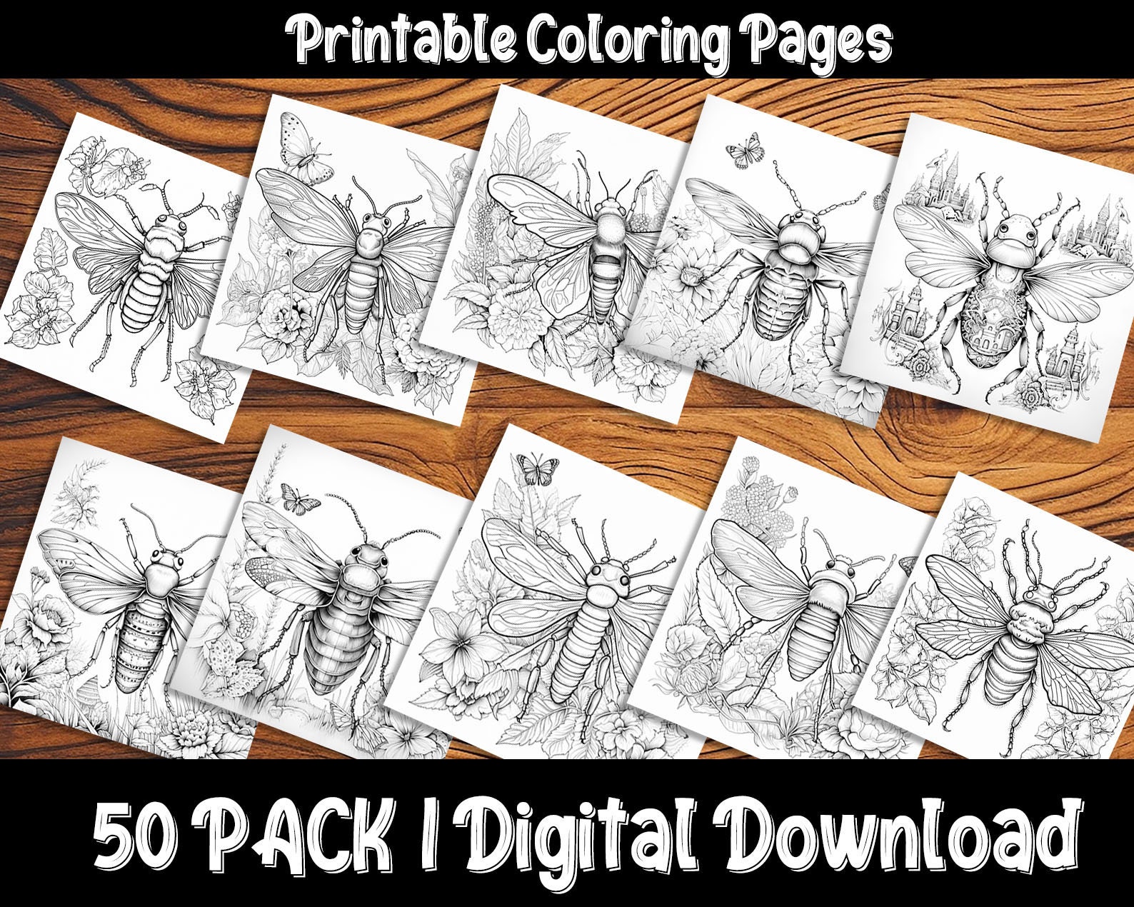 Buzzing Insects Coloring Pages: A Variety of Detailed Insect ...