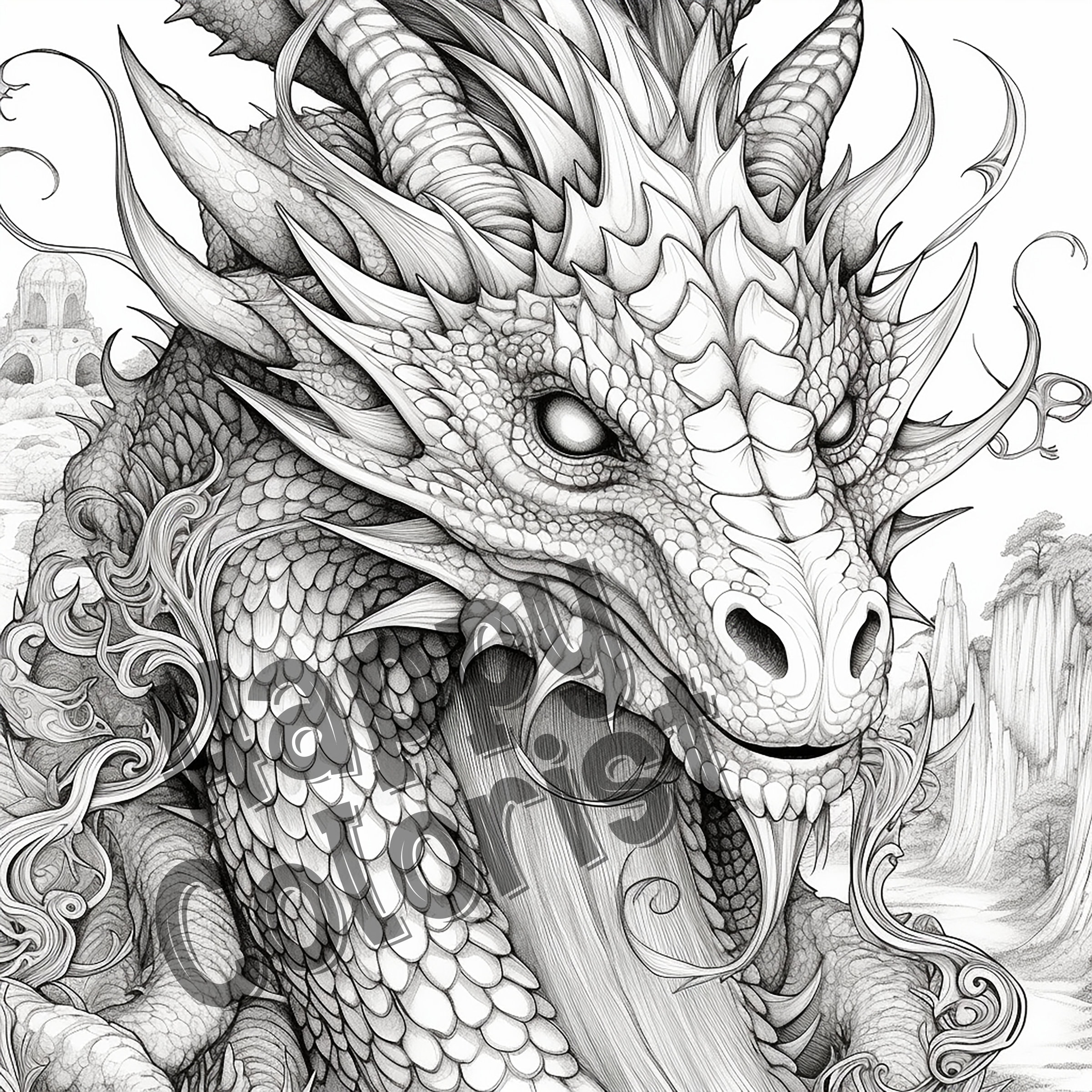 Magical Dragon Coloring Pages: Journey Into a Fantasy World of Fire ...