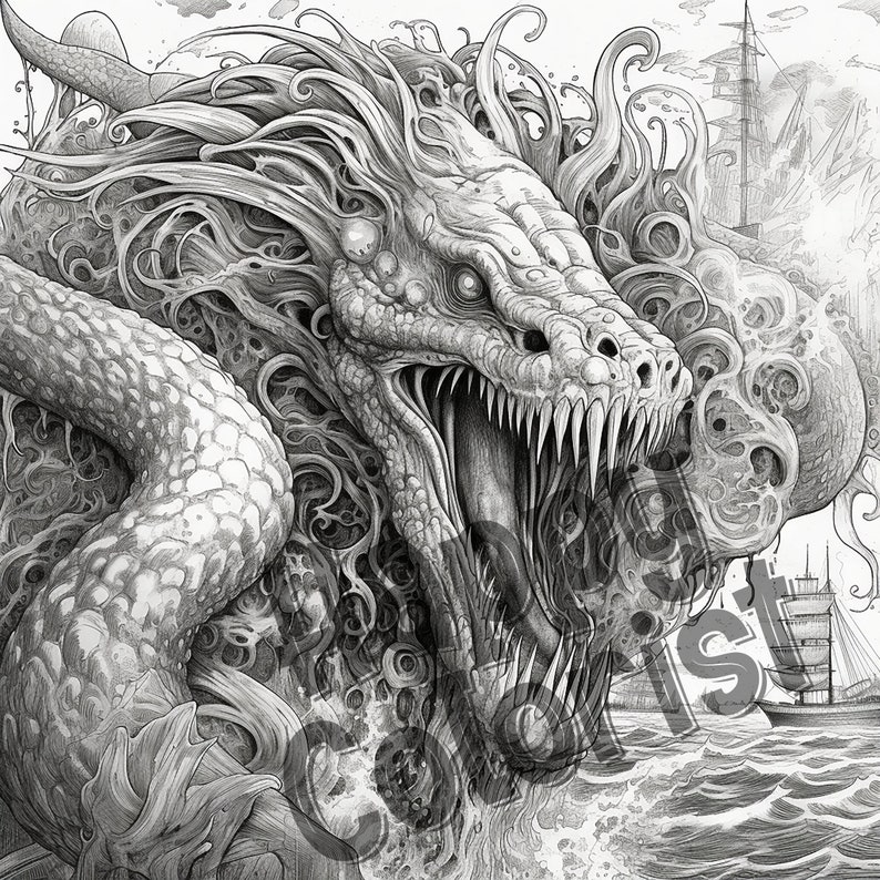 Sea Monsters Coloring Pages: Dive Into a World of Adventure and ...
