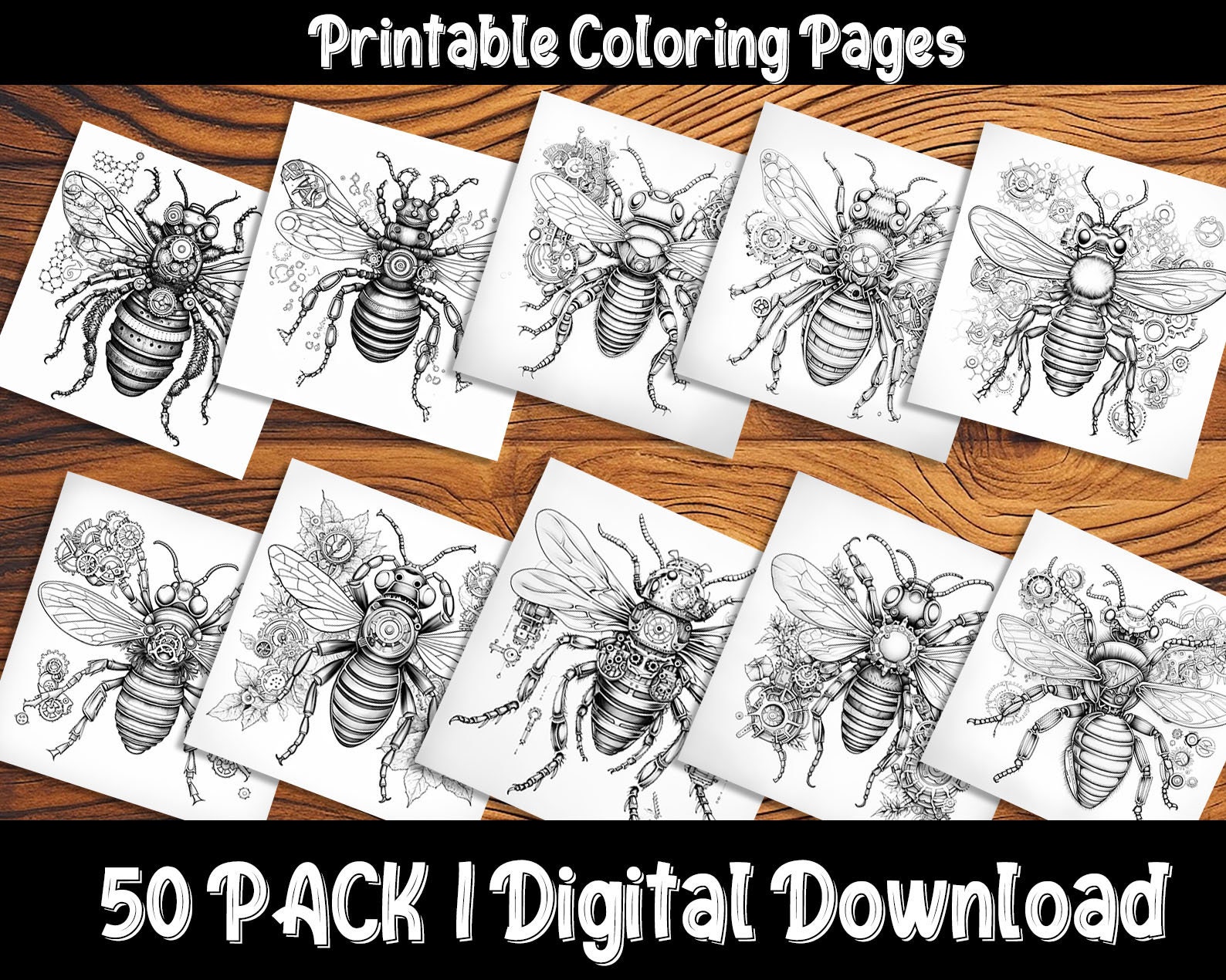Steampunk Bee Coloring Pages: Intricate and Unique Designs for ...