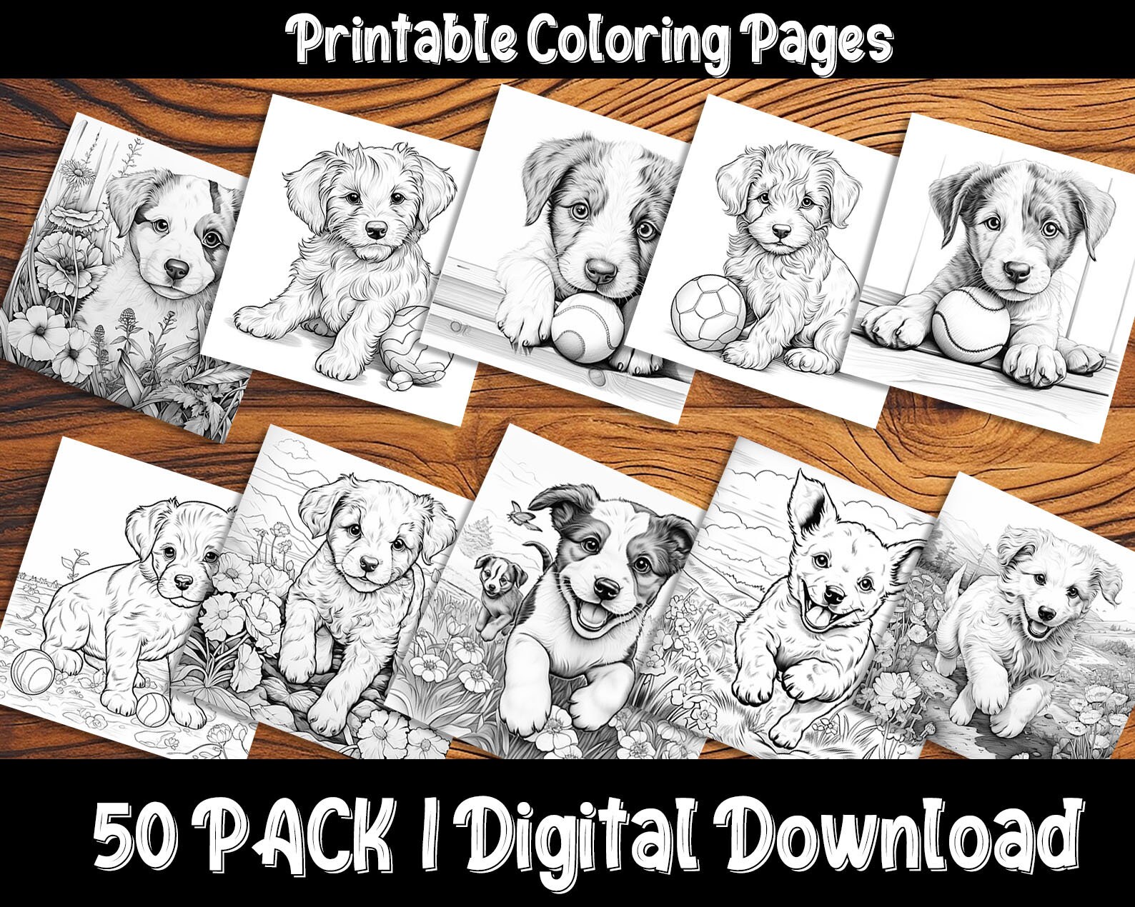 Adorable Puppy Coloring Pages: Fun and Cute Dog Pictures for Kids to ...