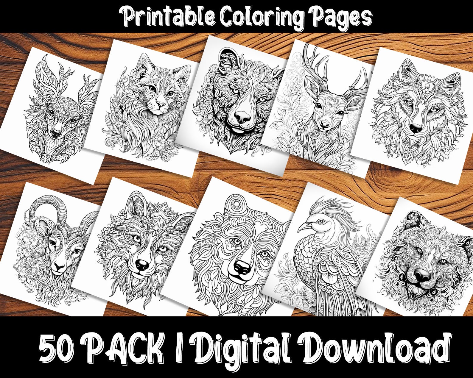 Artistic Animal Coloring Pages: Unique Stylized Creatures for ...
