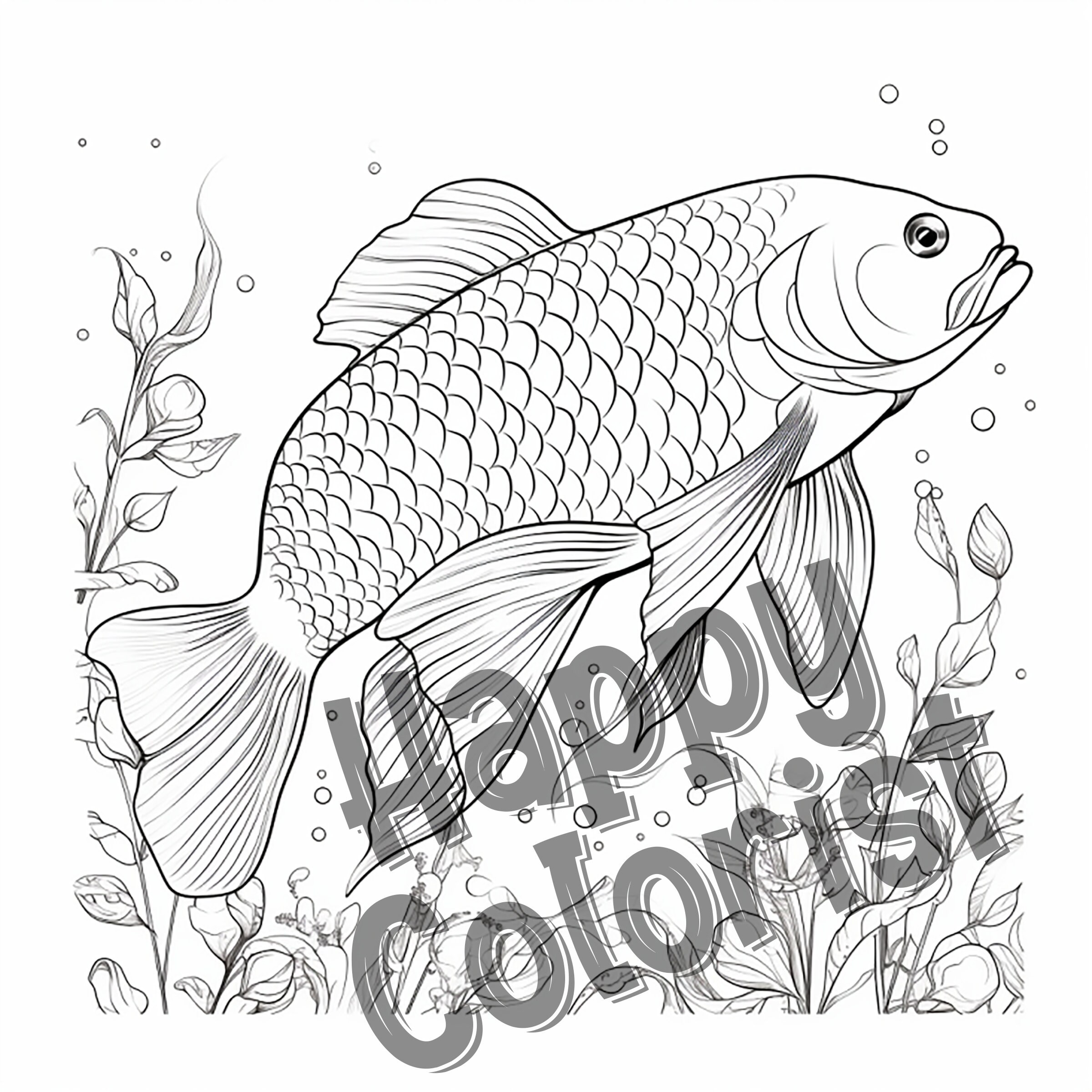 Underwater Adventure: Detailed Fish Coloring Pages for Relaxation and ...