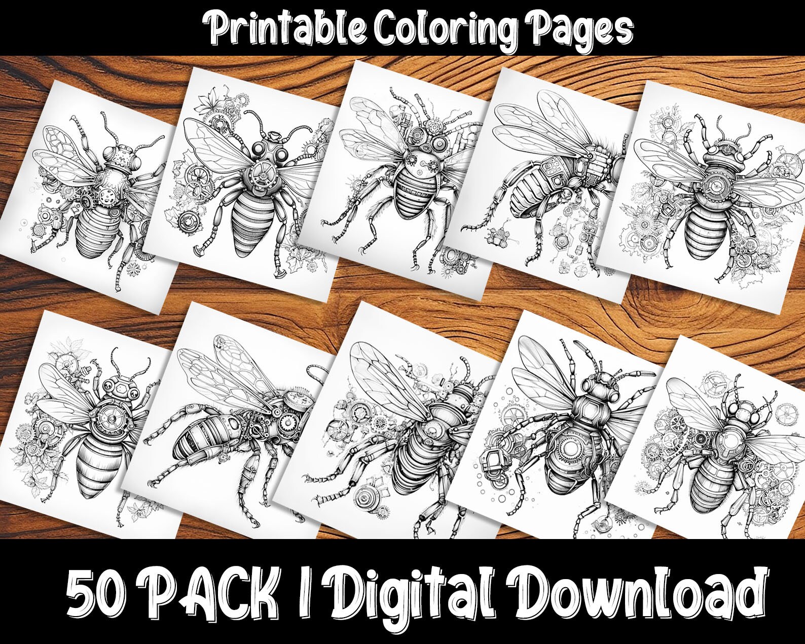 Steampunk Bee Coloring Pages: Intricate and Unique Designs for ...