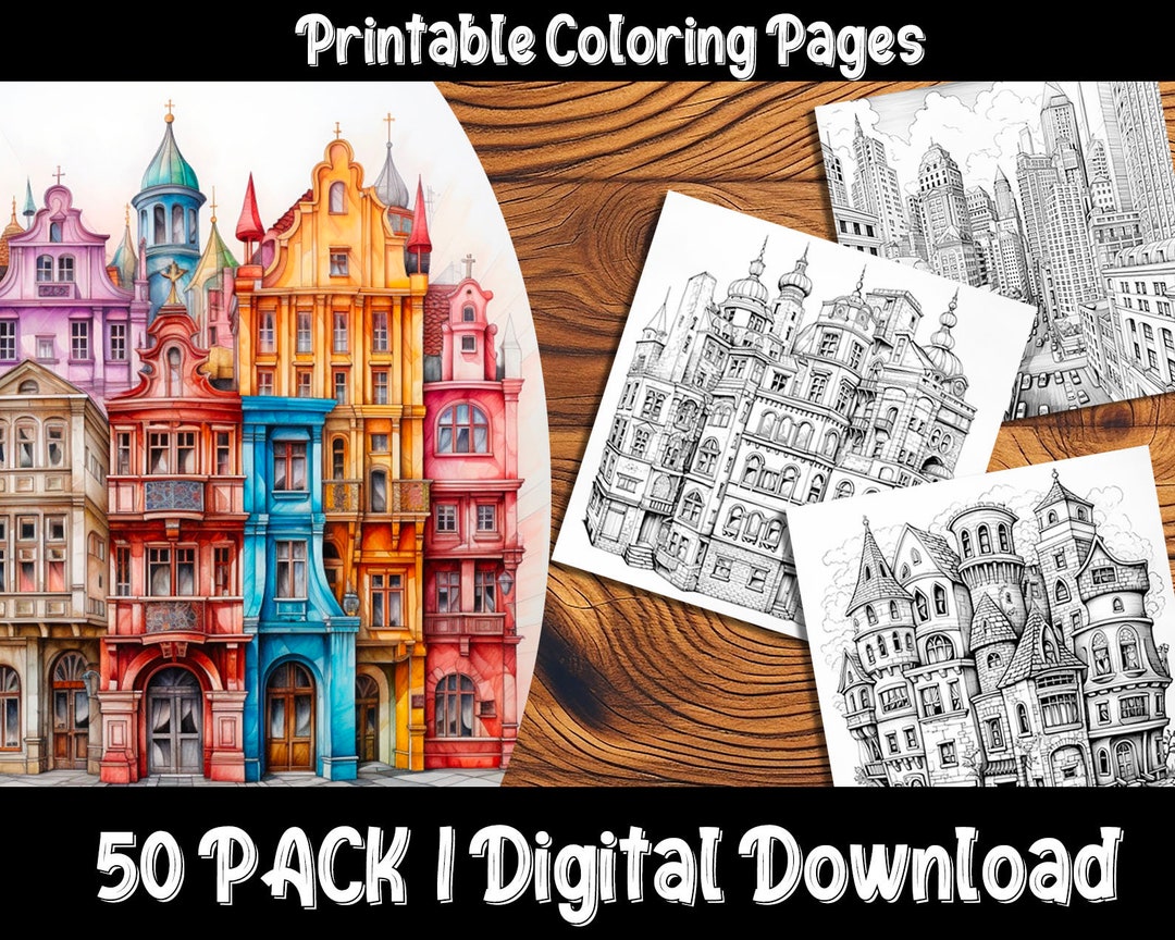 Architectural Buildings Coloring Pages: Engaging and Relaxing Activity ...