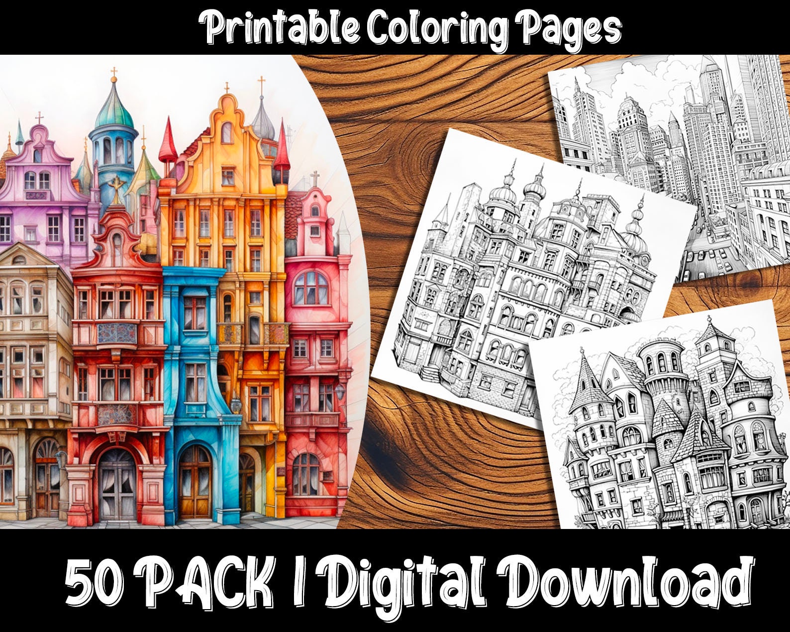 Architectural Buildings Coloring Pages: Engaging and Relaxing Activity ...