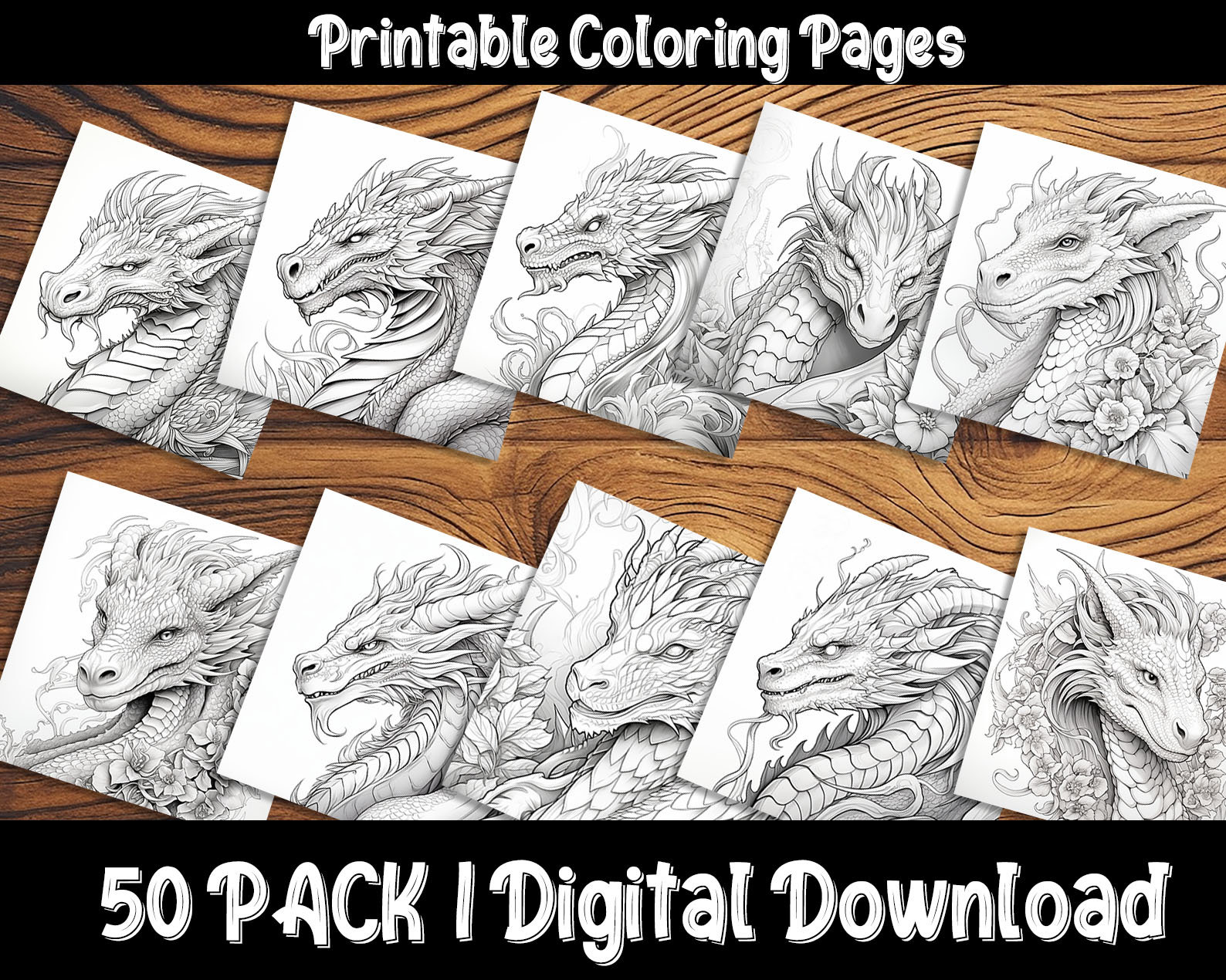 Magical Dragon Coloring Pages: Journey Into a Fantasy World of - Etsy ...