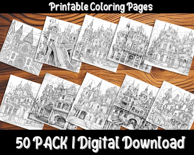 Architectural Buildings Coloring Pages: Engaging and Relaxing Activity ...
