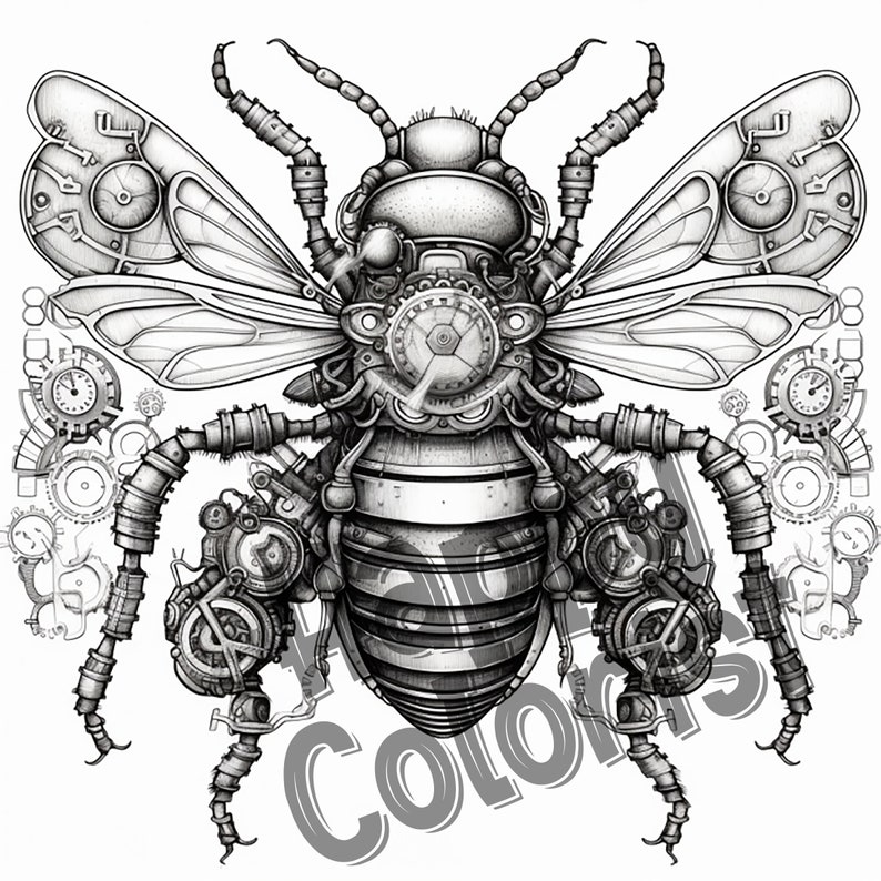 Steampunk Bee Coloring Pages: Intricate and Unique Designs for ...